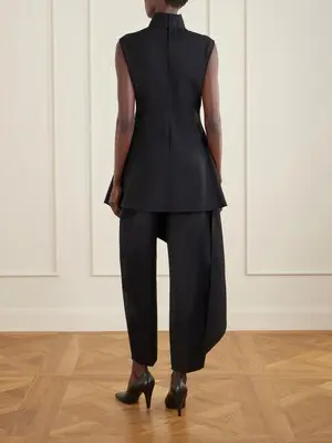 Alaïa Asymmetric Wool-blend Gabardine Turtleneck Mini Dress