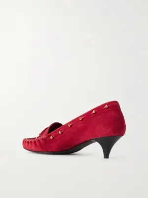 Khaite Milly Embellished Suede Pumps - Red