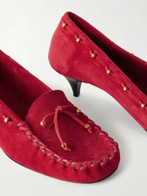 Khaite Milly Embellished Suede Pumps - Red