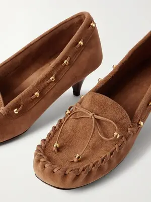 Khaite Milly Embellished Suede Pumps - Brown