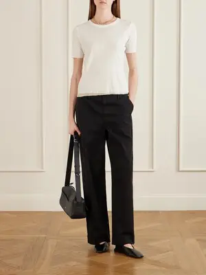 Eterne Benson Cotton-gabardine Straight-leg Pants - Black