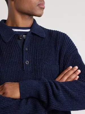 Ralph Lauren Purple Label Silk And Linen-blend Polo Sweater