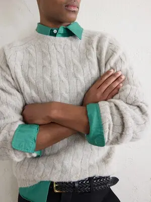 DRAKE'S Cable-knit Virgin Wool Sweater