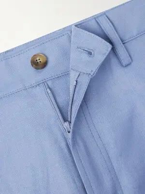 Canali Straight-leg Wool And Linen-blend Twill Suit Trousers - Blue