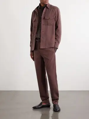 Canali Straight-leg Lyocell Drawstring Trousers - Burgundy