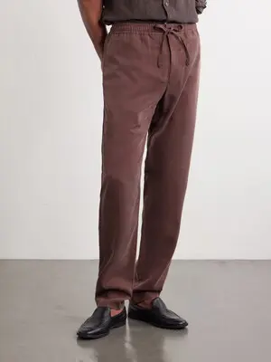 Canali Straight-leg Lyocell Drawstring Trousers - Burgundy