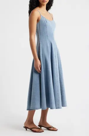 FREEMARKET Denim Fit & Flare Midi Dress - Light Denim