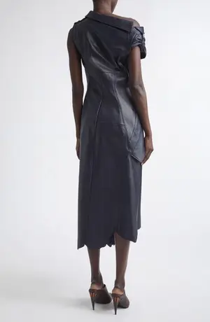 Alexander McQueen Asymmetric Leather Shirtdress