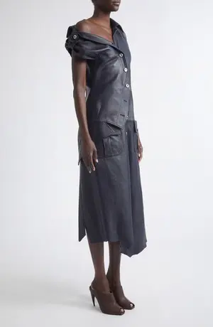 Alexander McQueen Asymmetric Leather Shirtdress