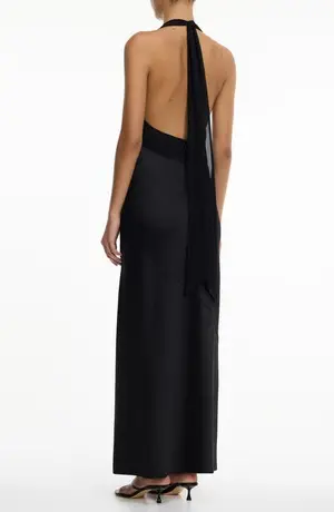 Significant Other Devlyn Cowl Halter Gown - Black