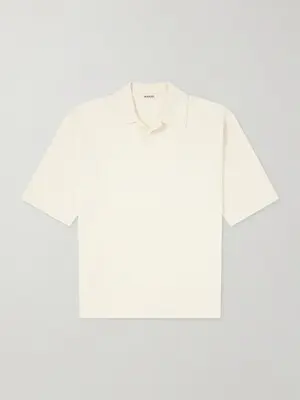 Auralee Knitted Silk Polo Shirt - Neutrals