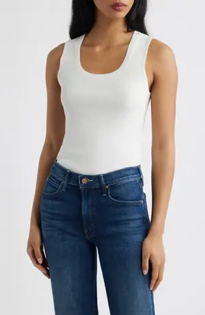 Mango Sleeveless Ribbed Knit Tank Top - Ecru