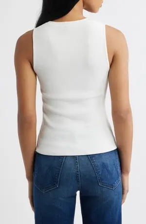 Mango Sleeveless Ribbed Knit Tank Top - Ecru