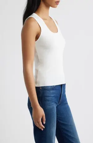 Mango Sleeveless Ribbed Knit Tank Top - Ecru