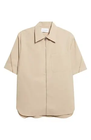 Givenchy Embroidered Logo Short Sleeve Zip Shirt - Beige