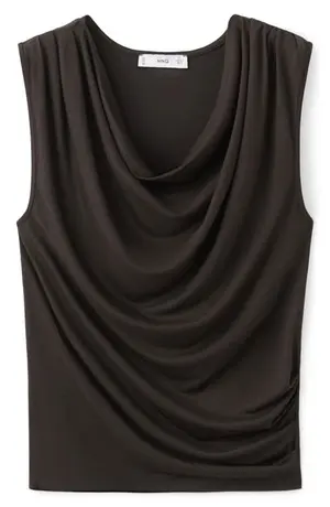 Mango Cowl Neck T-shirt - Brown