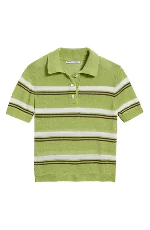 Mango Striped Polo Sweater - Green