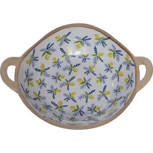 TRANSPAC Ceramic Citrus Bowl For Spring Serving And Entertaining - Multicolored