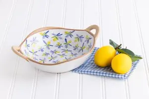 TRANSPAC Ceramic Citrus Bowl For Spring Serving And Entertaining