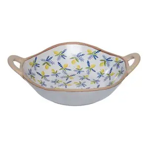 TRANSPAC Ceramic Citrus Bowl For Spring Serving And Entertaining