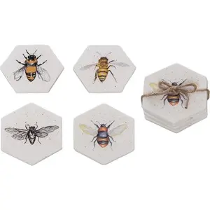 TRANSPAC Dolomite Honeycomb Coasters Set Of 4 For Spring Serving And Entertaining - Multicolored