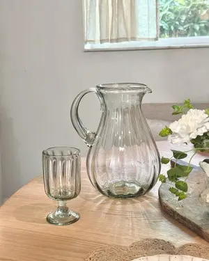 VILLA LUA HOME Handblown Fluted Pitcher