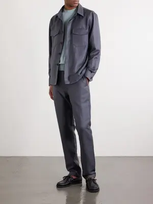 Canali Wool And Linen-blend Twill Shirt - Gray