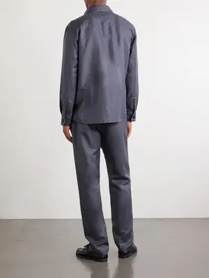 Canali Wool And Linen-blend Twill Shirt - Gray