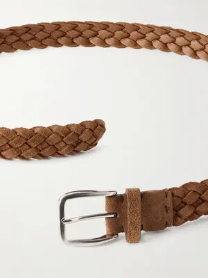Brunello Cucinelli 2cm Woven Suede Belt