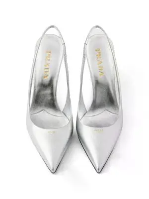 Prada Printed Leather Slingback Pumps - Silver