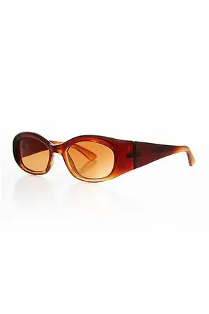 SUNGLASS MUSEUM Vintage Flavia Oval Cat Eye Sunglasses - Brown
