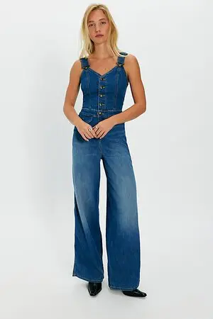 LEEM Denim Cut Out Jumpsuit - Blue Arrow