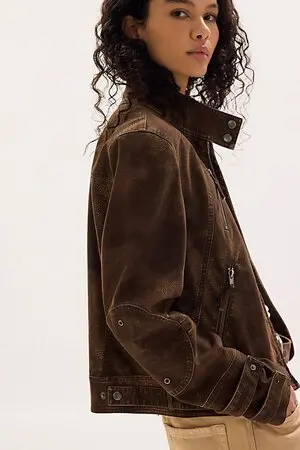 Free People We The Free Jesse Vegan Suede Jacket - Brown