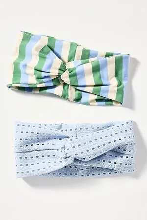 Anthropologie Set Of Two Soft Twist Headbands - Blue