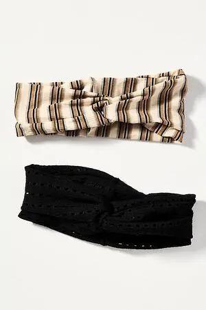 Anthropologie Set Of Two Soft Twist Headbands - Neutral