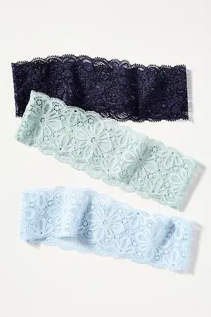 Anthropologie Set Of 3 Lace Headbands - Blue Pattern