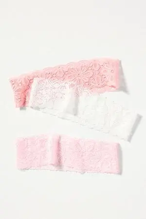 Anthropologie Lace Headbands Set Of 3 - Pink Pattern