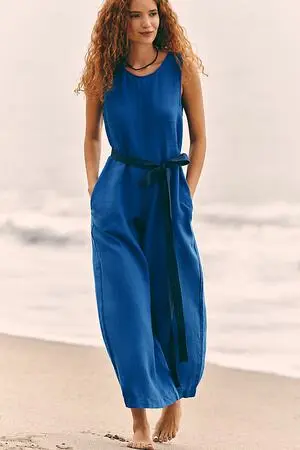 Touché Linen Wide-leg Jumpsuit - Blue