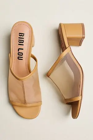 BIBI LOU Leather & Mesh Block Heel Mules