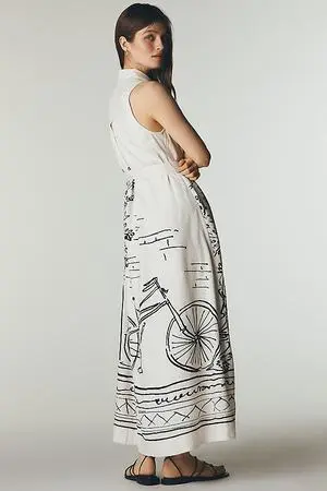Maeve Mona Linen Blend Shirtdress Miki Lowe - Neutral Pattern