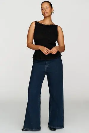 Maeve Shirred Tank Top - Black