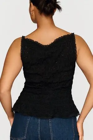 Maeve Shirred Tank Top - Black