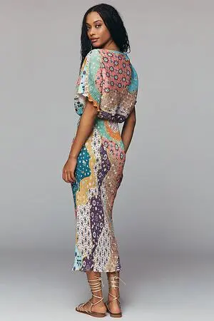 NEVER FULLY DRESSED Tilly Short-sleeve Off-shoulder Maxi Dress