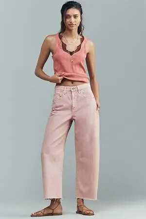 Ag Hattie Cotton Crop High-rise Tapered Jeans - Sulfur Sparkling Rose