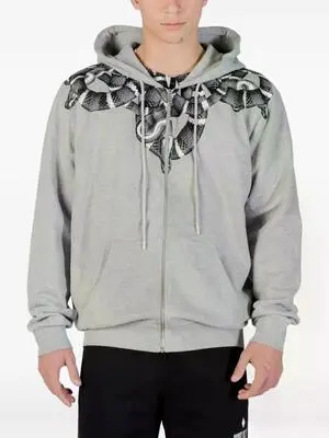 COUNTY OF MILAN Snake-print Zip-up Hoodie - Grey