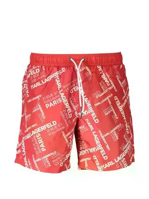Karl Lagerfeld Logo-print Swim Shorts - Red