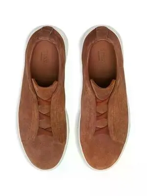 Zegna Triple Stitch Slip-on Sneakers - Brown