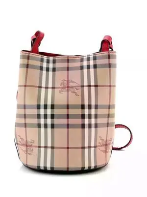Burberry Lorne Haymarket Coated Canvas Small Bucket Bag - Neutrals