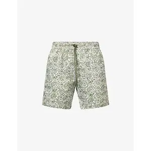 120% Lino Drawstring Printed Bermuda Shorts