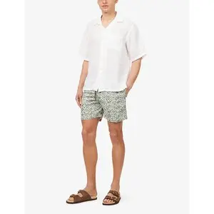 120% Lino Drawstring Printed Bermuda Shorts
